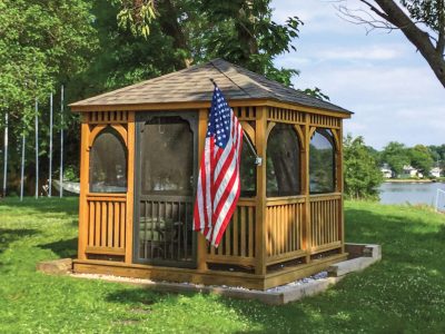 12' x 16' Rectangle Screened Gazebo | Colonial Vinyl Gazebo with ...