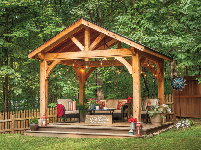 10' x 14' A-Frame Pavilion | Classic Wood, Mahogany Finish, Classic ...