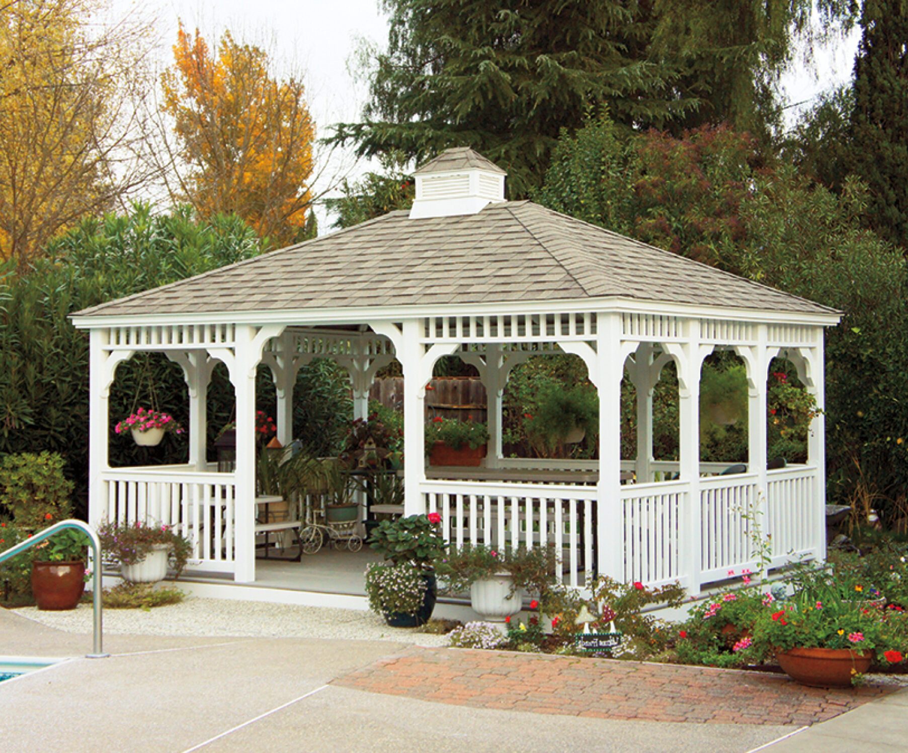 12' x 20' Vinyl Rectangle Country Style Gazebo | Country Lane Gazebos