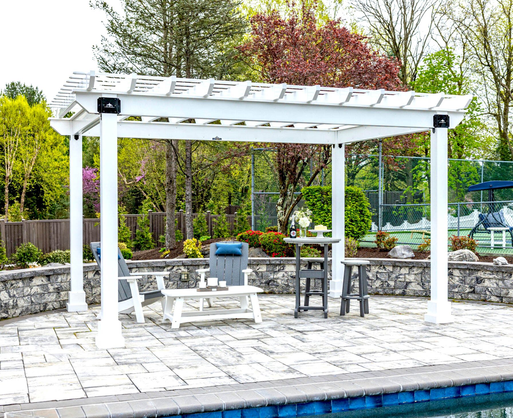 12' x 14' Hollander Pergola | All Weather White Vinyl | Shop Amish ...