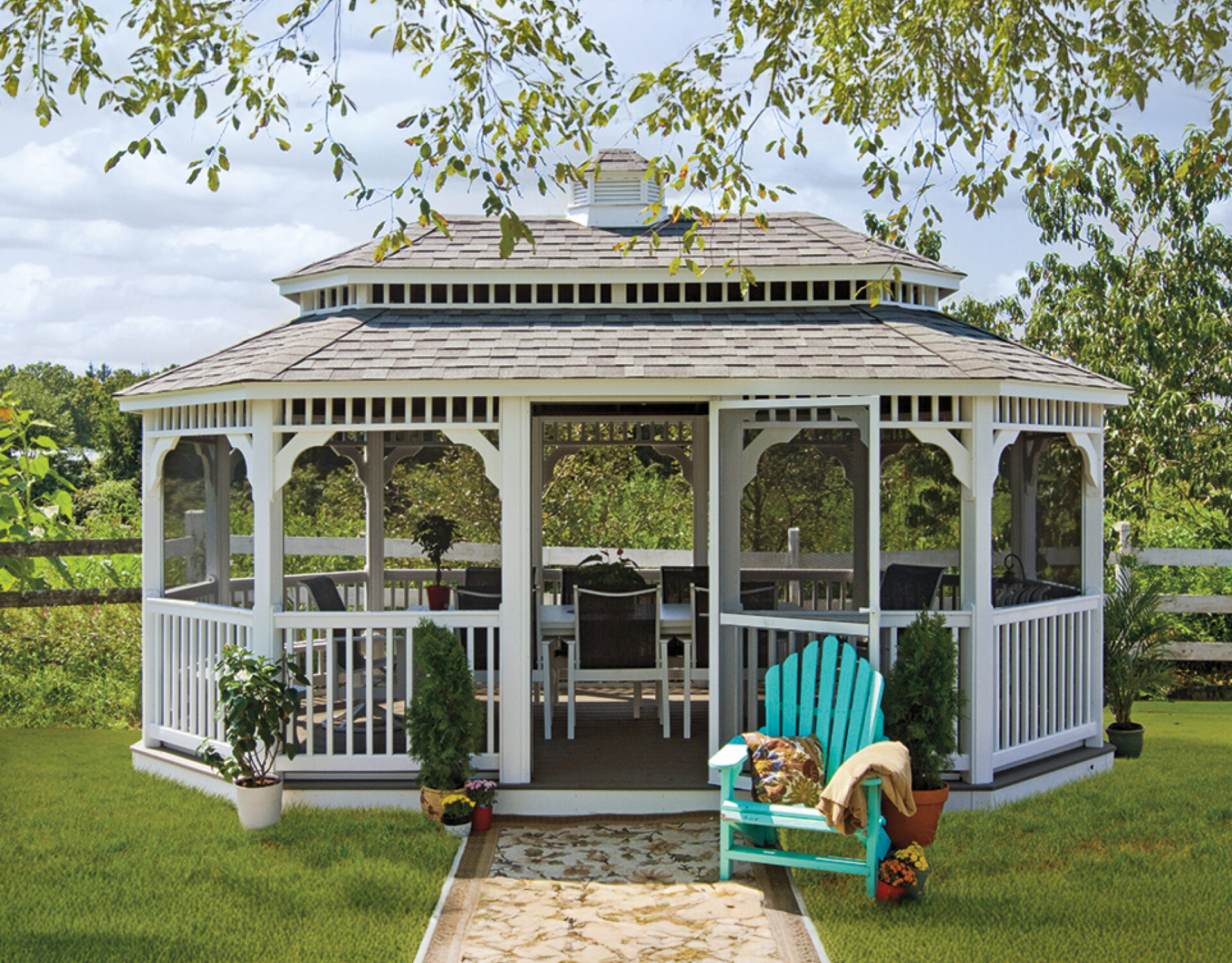12' x 20' Vinyl Oval Screened Gazebo | Country Lane Gazebos