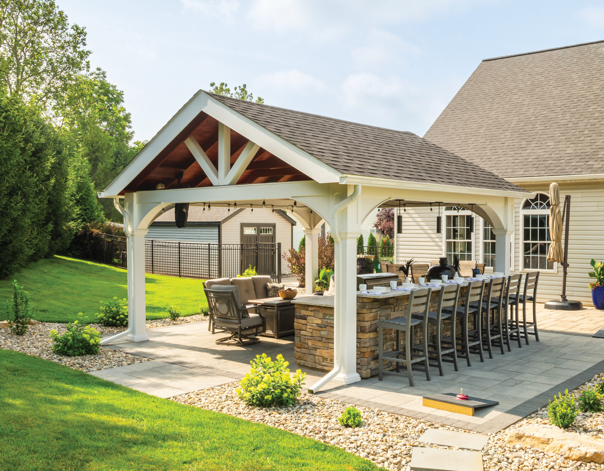 14' x 16' A-Frame Pavilion | All Weather White Vinyl, Canyon Brown ...