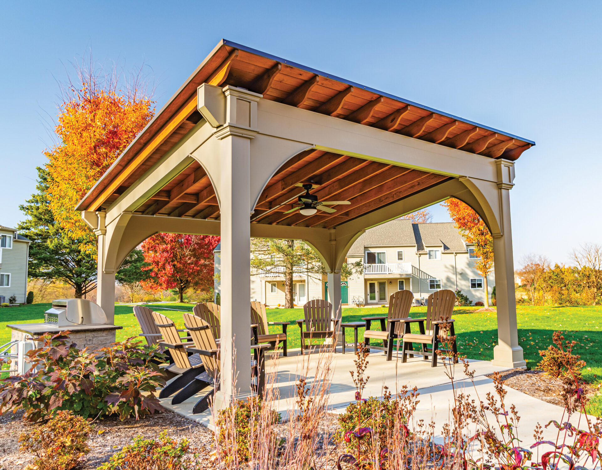 12' x 14' Santa Fe Pavilion | All Weather Almond Vinyl, Canyon Brown ...