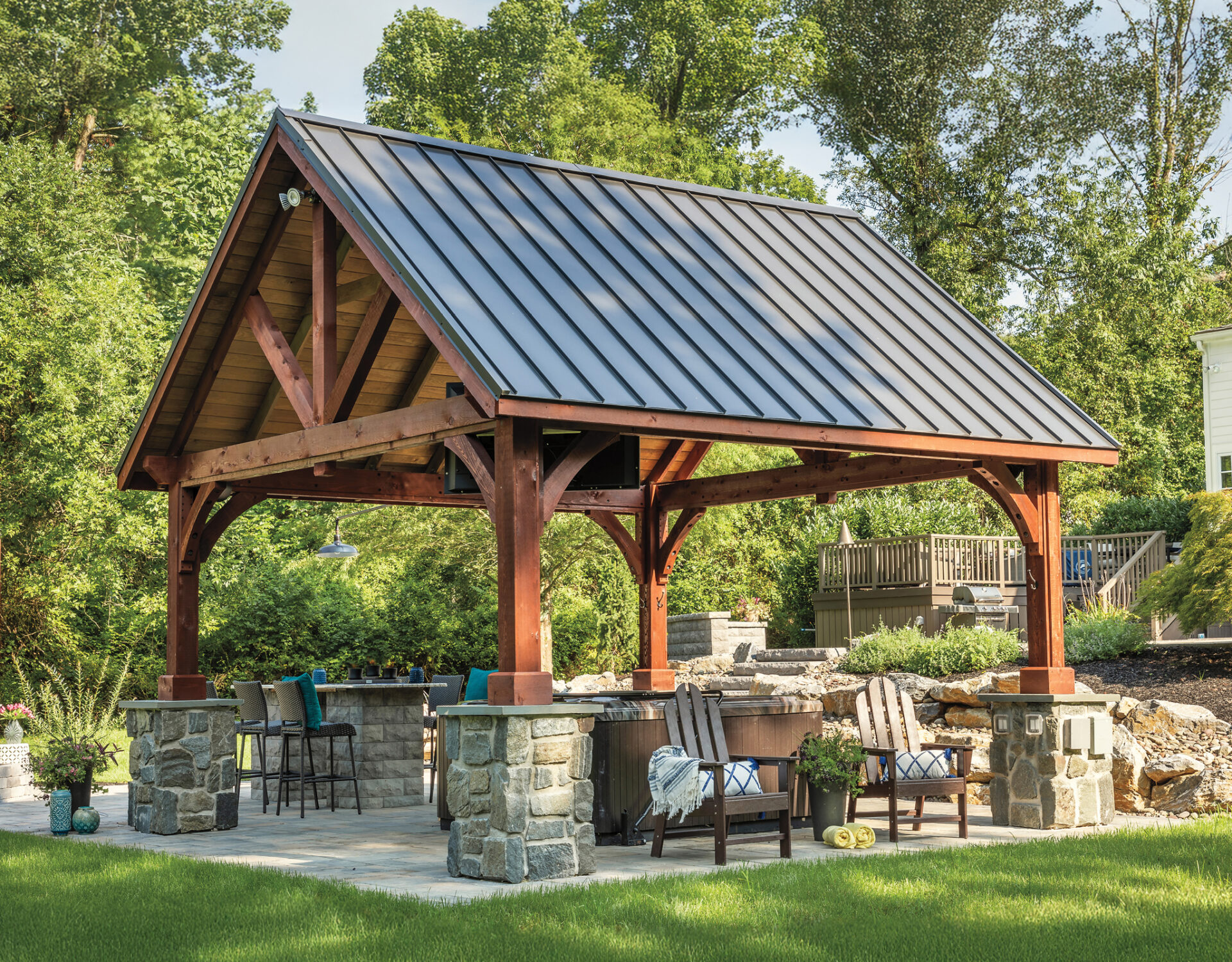 14' x 18' Alpine Pavilion | Genuine Cedar, Canyon Brown Finish, Premium ...