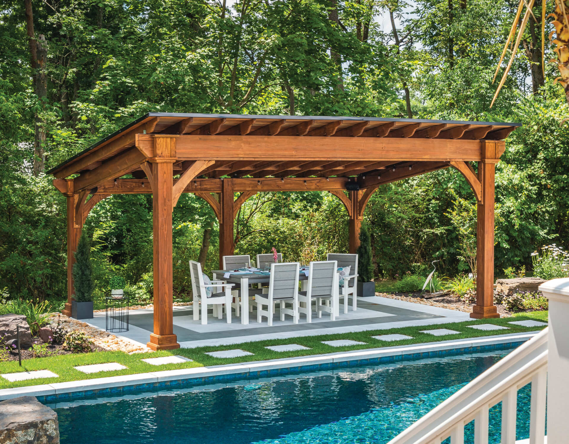 14' x 20' Santa Fe Pavilion | Classic Wood, Sepia Brown Finish, Premium ...