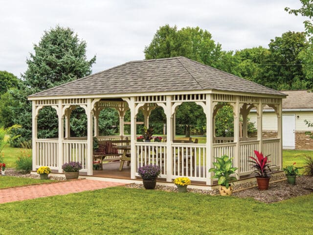 10' x 20' Rectangle Gazebo | All Weather Almond Vinyl, Mushroom Ceiling ...