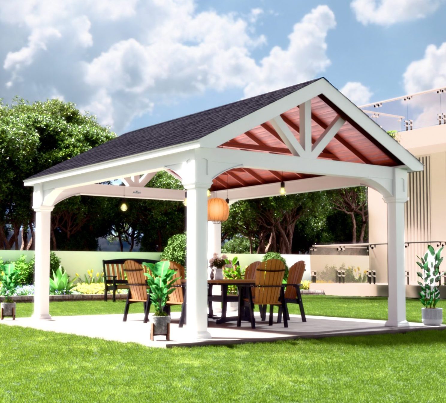 14' x 18' A-Frame Pavilion 8x8" Posts | All Weather White Vinyl ...